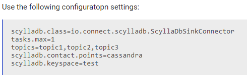 Issue in page Kafka Sink Connector Quickstart · Issue #297 · scylladb/scylla-doc-issues · GitHub
