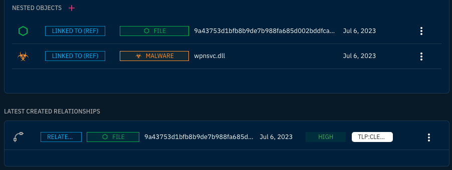 What's the difference between "Nested objects" and "Relationships" in the Malware tab? · Issue ...