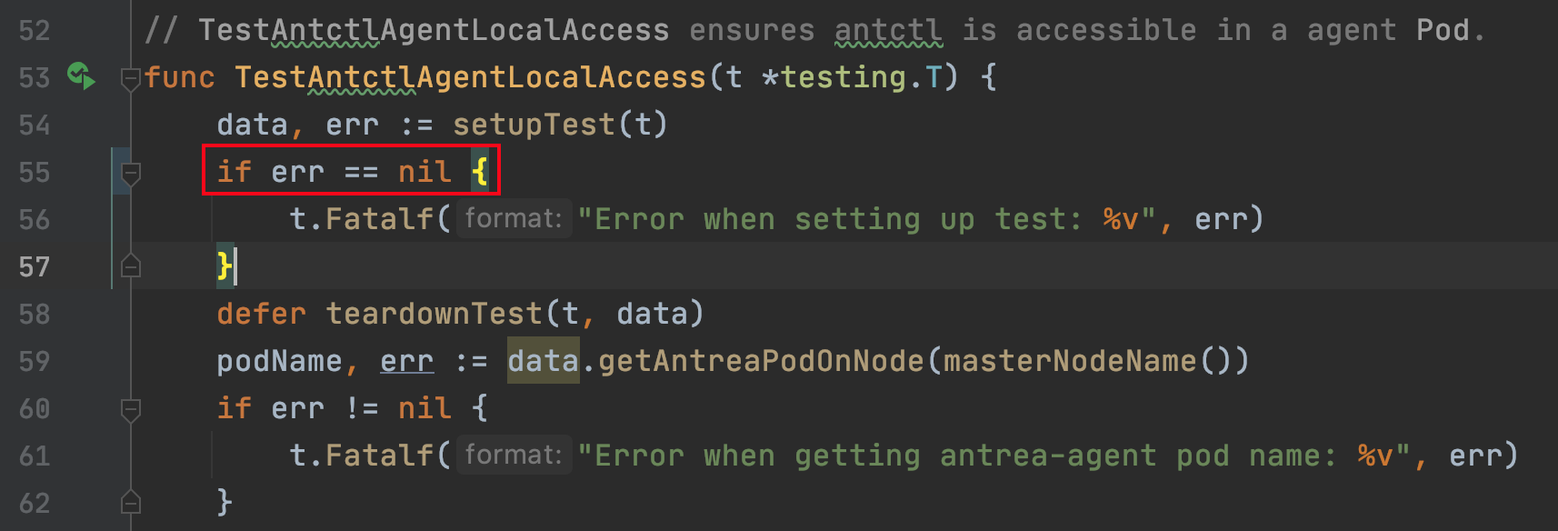 The order between defer functions and t.Fatalf is wrong · Issue #1207 · antrea-io/antrea · GitHub