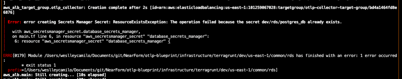 Update OTLP RDS secret creation with random name · Issue #132 · nearform/otlp-blueprint · GitHub