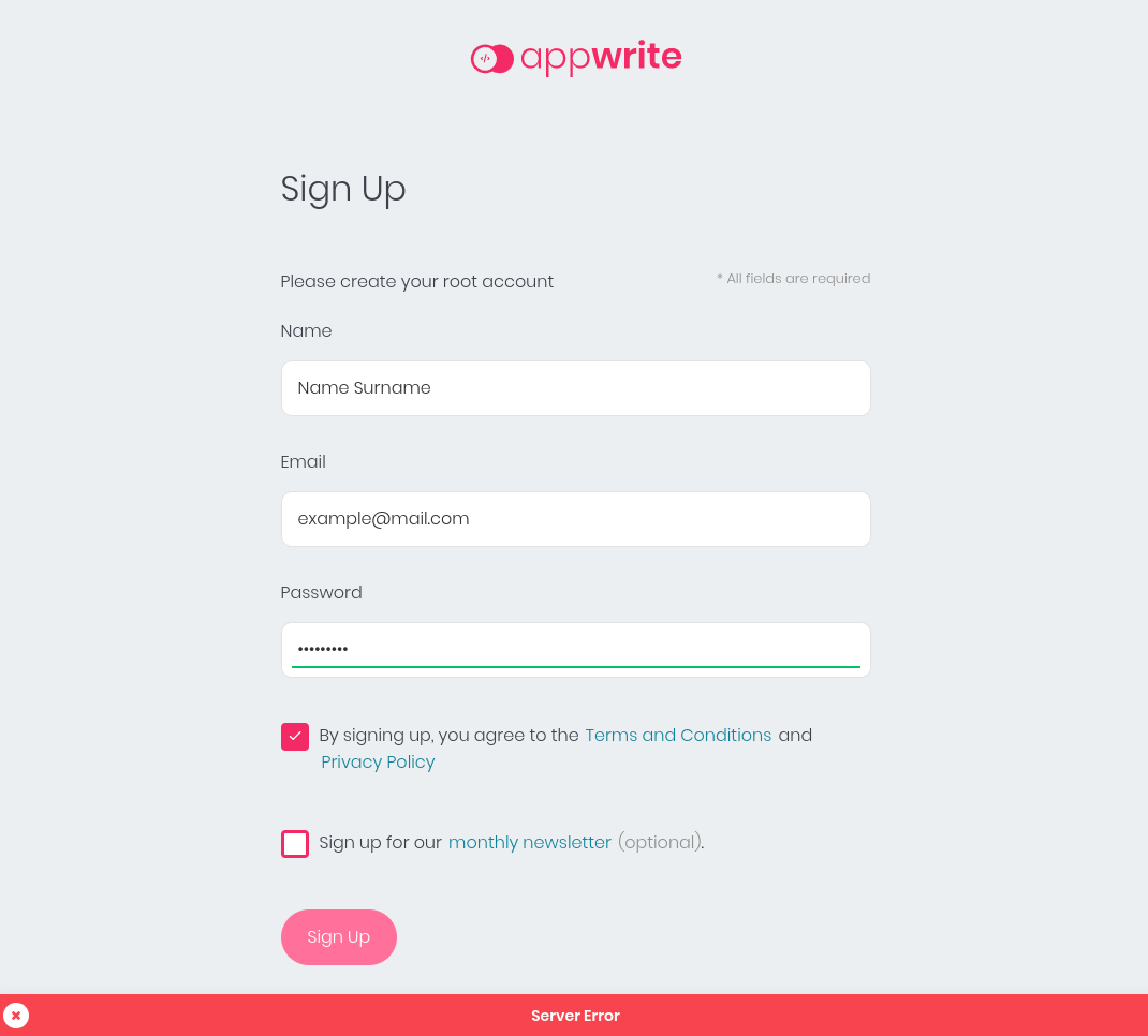 🐛 Bug Report Cannot Sign Up To Console On First Start · Issue 3844 · Appwriteappwrite · Github