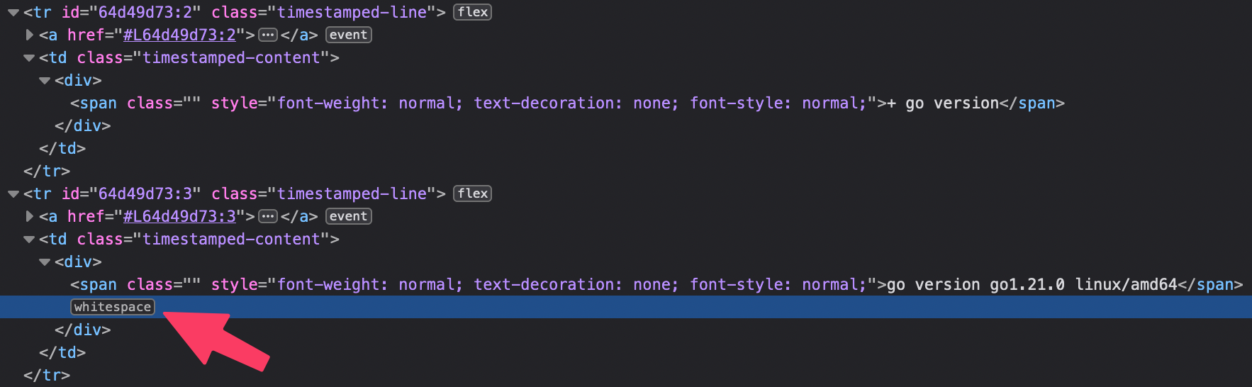 UI: Brace, bracket, parenthesis at end of line in task output wraps to a new line in Firefox ...