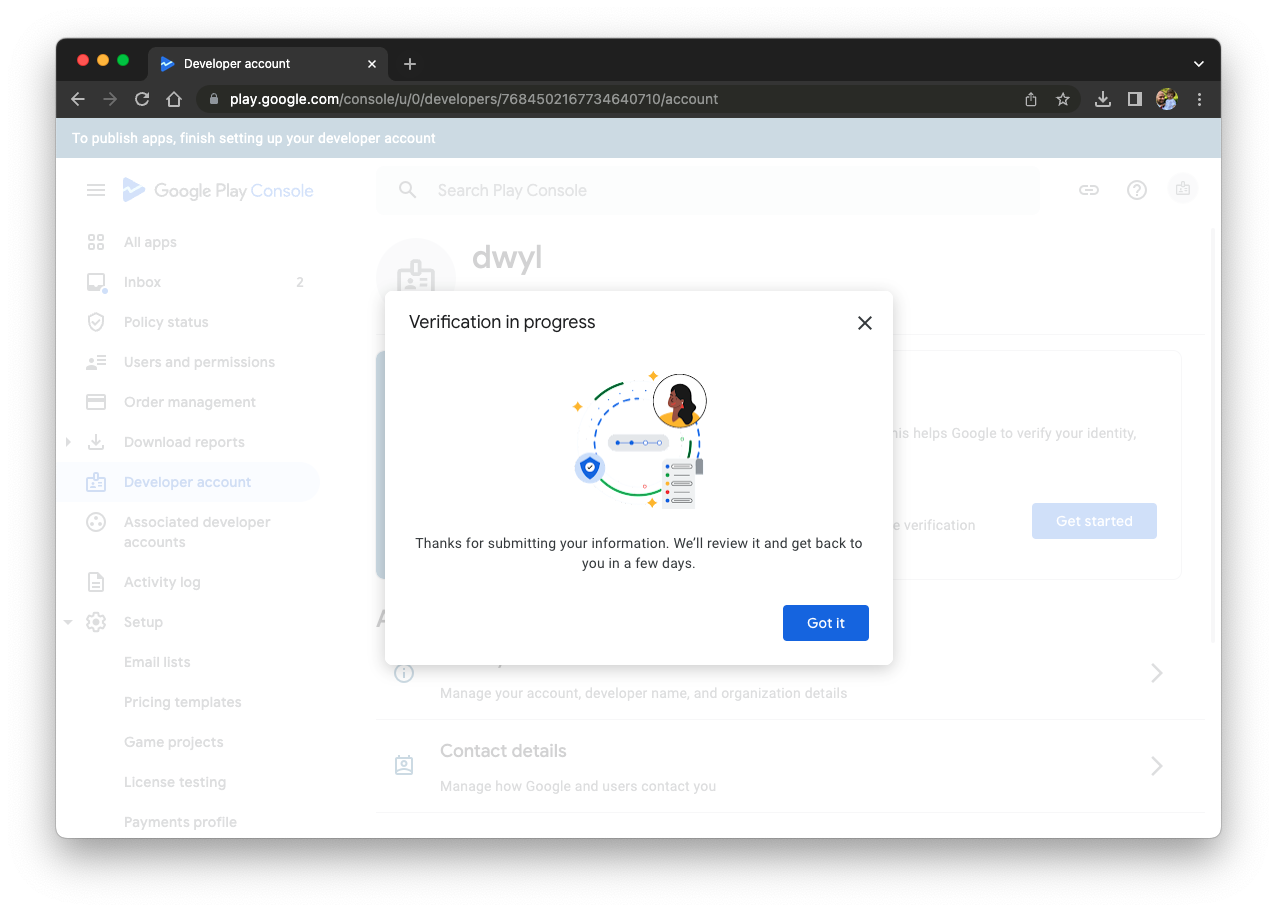 Chore: Google Play -> Creating a developer account for an organization · Issue #346 · dwyl/app ...