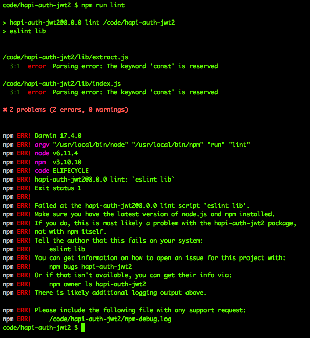 Run Lint Script on Travis CI · Issue #269 · dwyl/hapi-auth-jwt2 · GitHub Run Lint Script on Travis CI · Issue #269 · dwyl/hapi-auth-jwt2 · GitHub