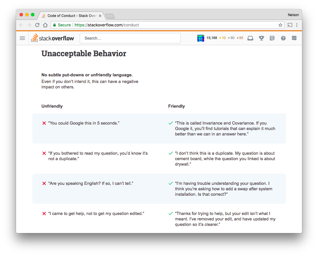 StackOverflow Code of Conduct (some good examples) · Issue #4 · dwyl/code-of-conduct · GitHub