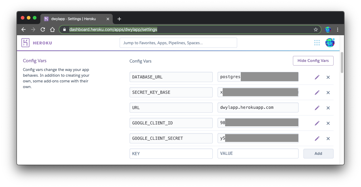 Add Google auth environment variable to Heroku · Issue #45 · dwyl/mvp · GitHub