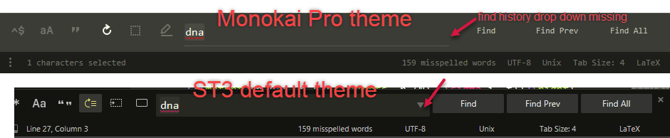 Find History Drop Down Arrow Missing · Issue 112 · Monokai Monokai Pro Sublime Text · Github