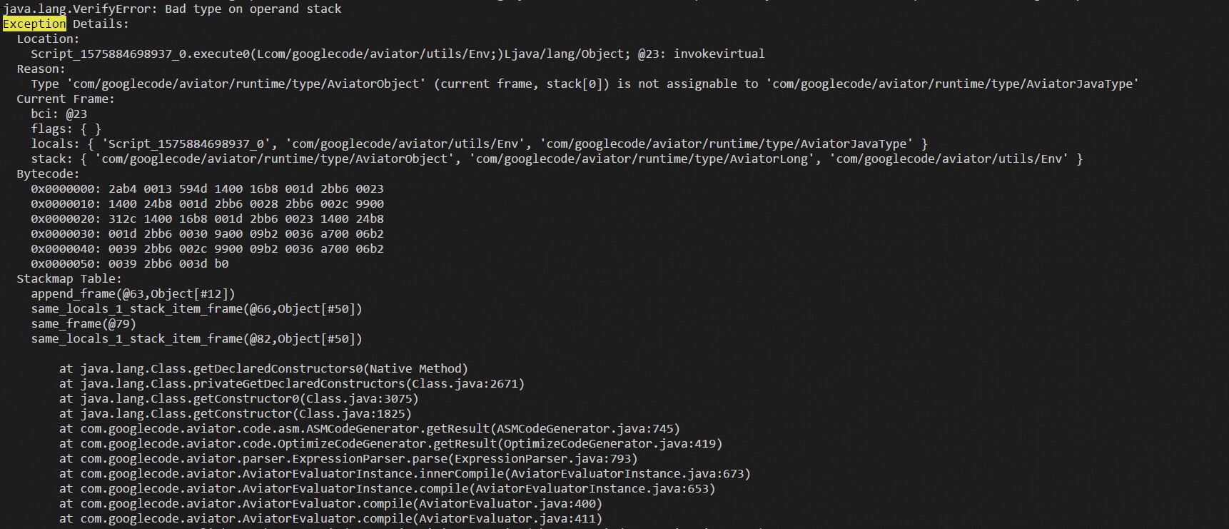 表达式编译时报错 · Issue #181 · killme2008/aviatorscript · GitHub