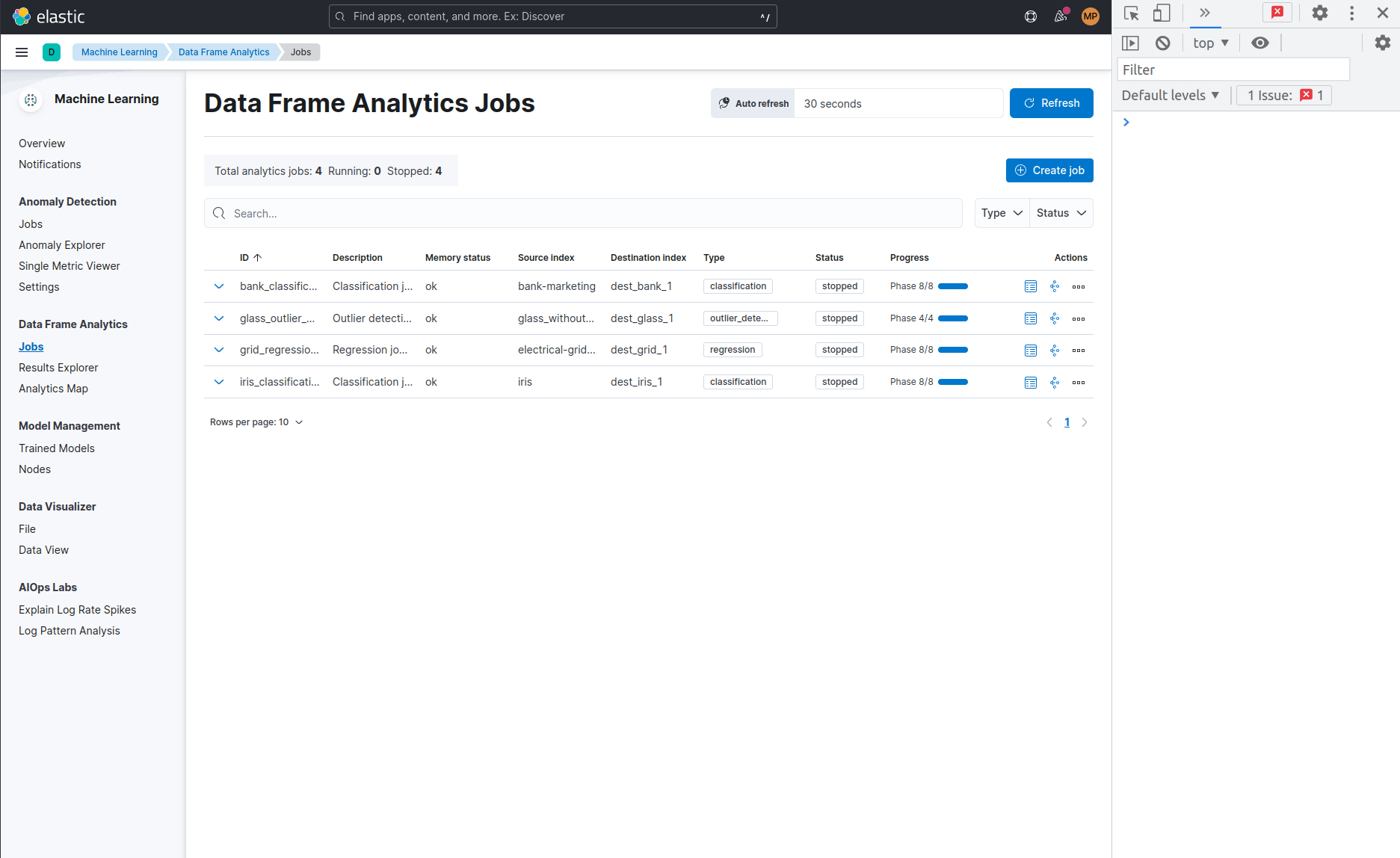 [ML] DFA maps view crashes when clicking result index node after refresh · Issue #144308 ...
