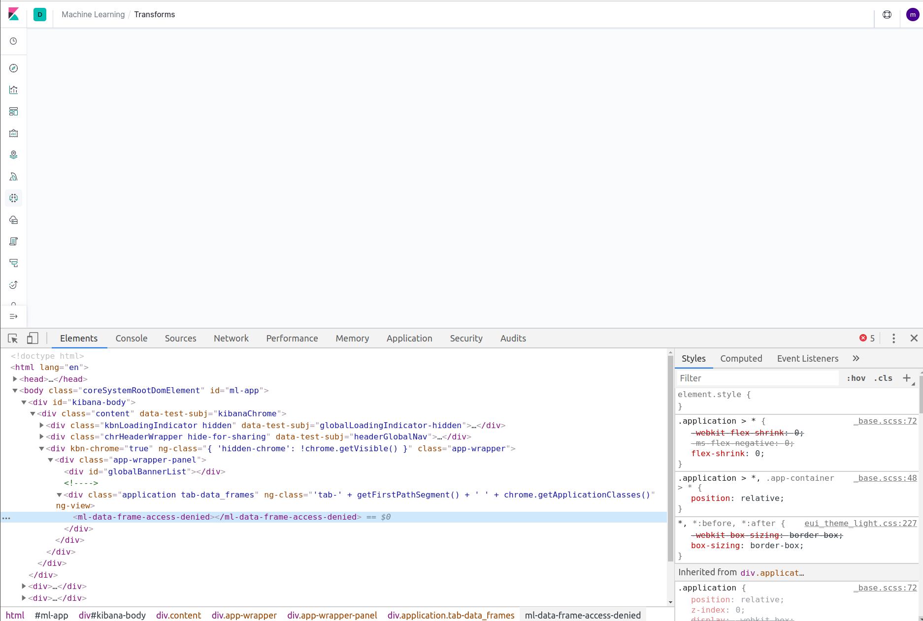 Ml Transforms Access Denied Message Not Displayed · Issue 45612