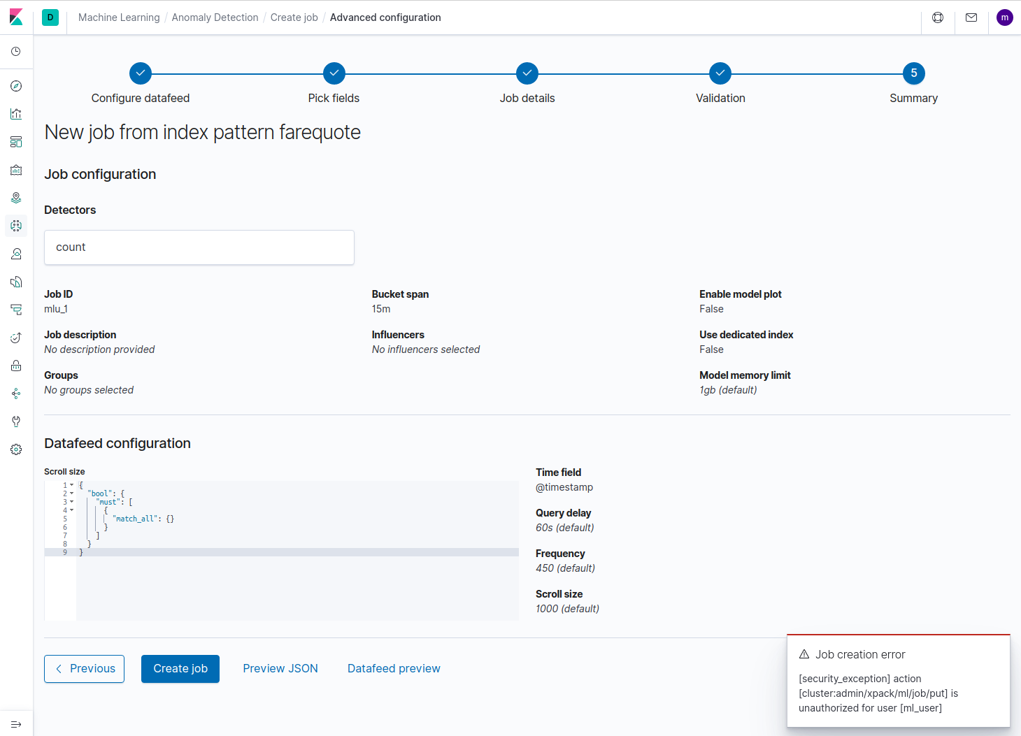 Ml Data Visualizer Job Creation Active For Machinelearninguser · Issue 55178 · Elastic