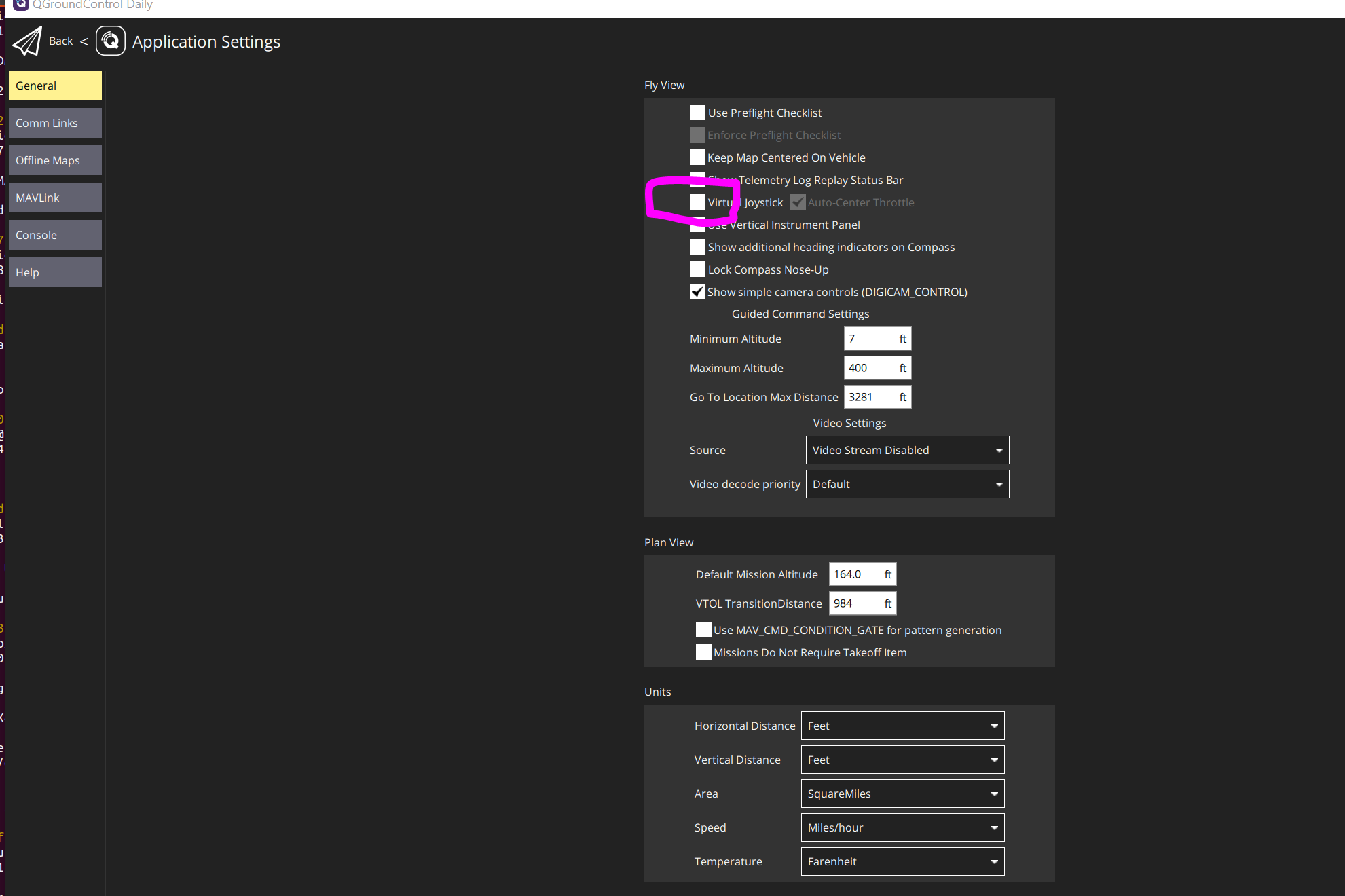 QGC when Virtual Joystick enabled FMU goes to Fail Safe connect on USB ...
