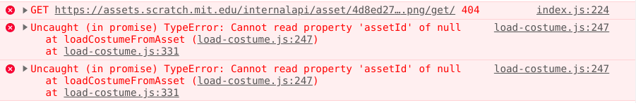 Assets not saved/found in server unless used first in scratch.mit.edu ...