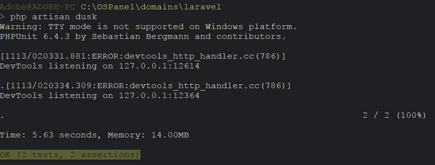 ERROR: devtools_http_handler.cc · Issue #409 · laravel/dusk · GitHub