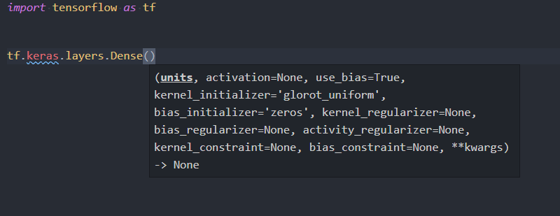 No parameter hints for keras/Tensorflow · Issue #99 · microsoft/pylance-release · GitHub