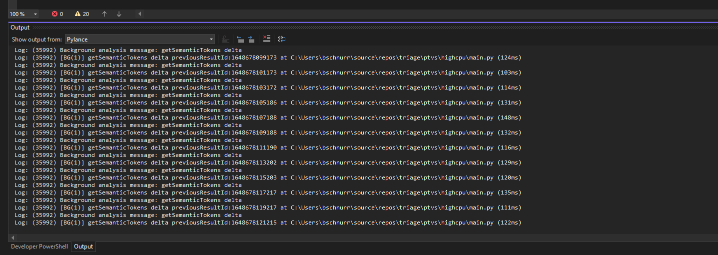 VS 2022 with a python project starts Node.exe using one CPU core ...