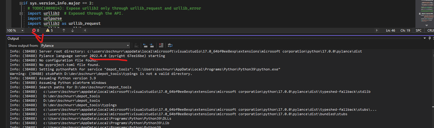 VS 2022 with a python project starts Node.exe using one CPU core ...