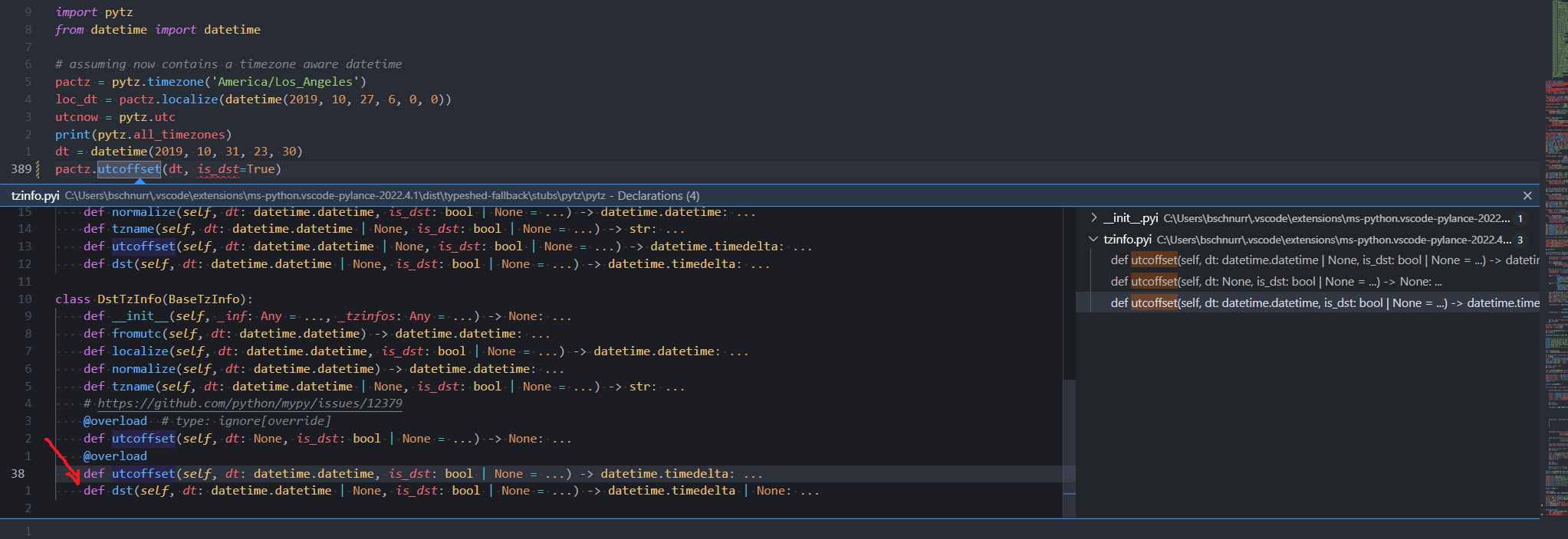 No parameter named "is_dst" error from package pytz · Issue #3364 · microsoft/pyright · GitHub