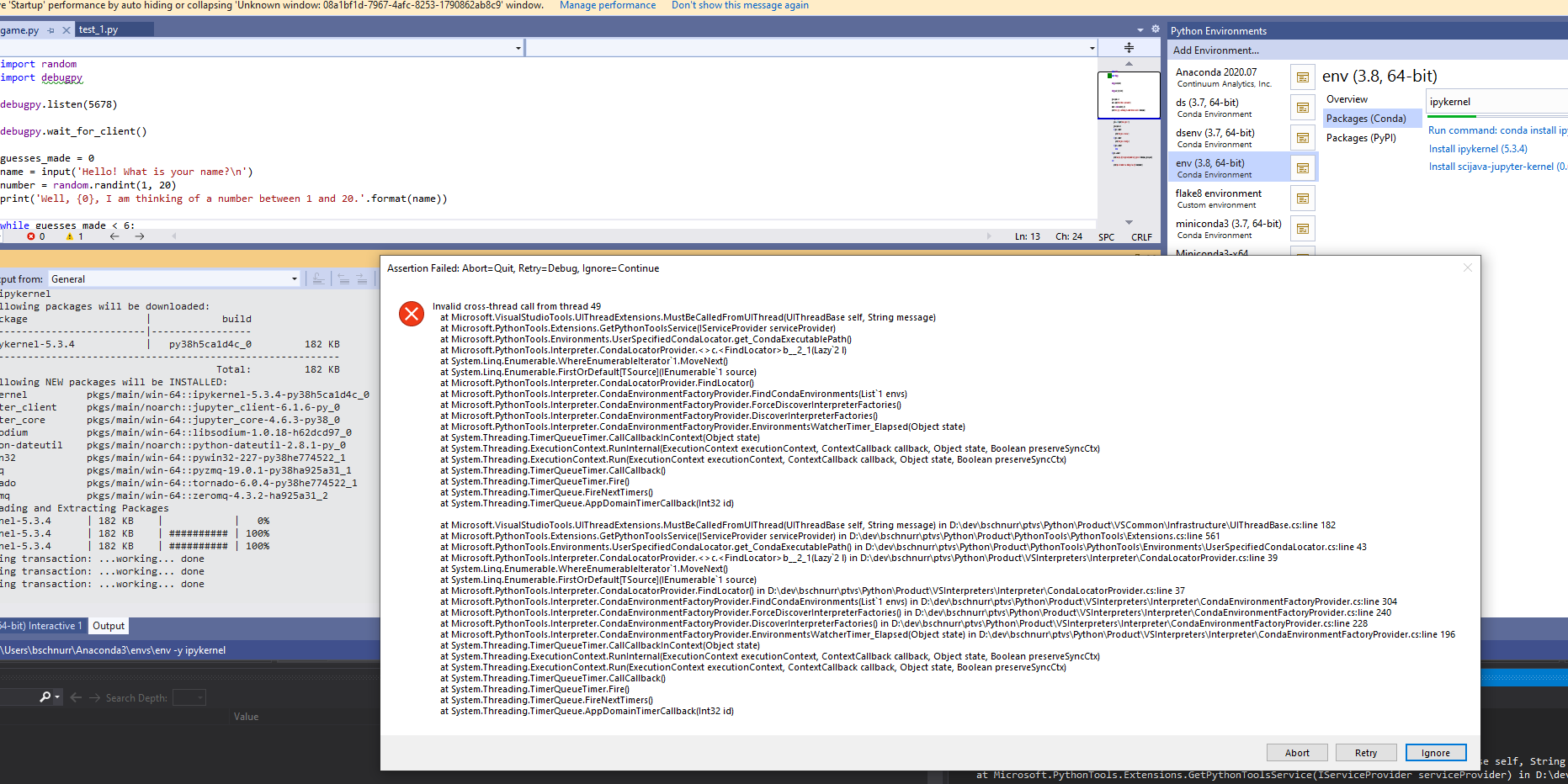 CondaLocatorProvider calling GetPythonToolsService from non UI thread · Issue #6227 · microsoft ...