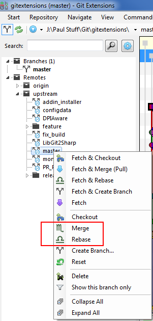 Add Merge and Rebase to left-panel for local branches · Issue #5154 · gitextensions ...