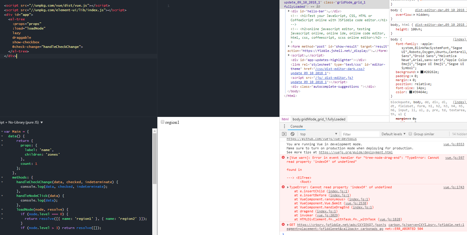 [Bug Report] child node lazy loading drag and drop, dragging to el-tree boundary report error ...