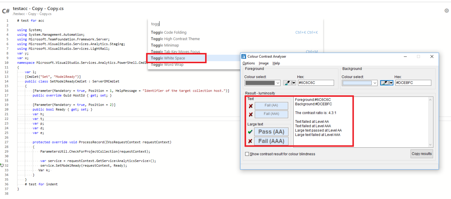 Highlighted command in quick open command palette doesn't meet 4.5 contrast ratio · Issue #879 ...