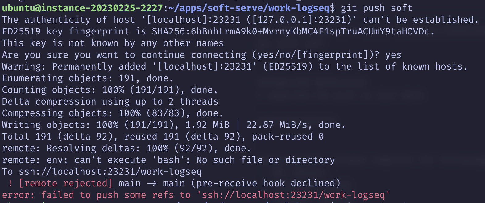 `bash` is used by `soft-serve` but not installed · Issue #251 · charmbracelet/soft-serve · GitHub
