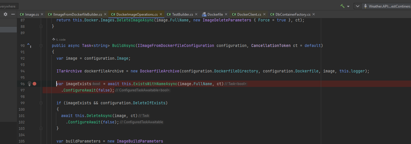 Building Tests In Specflow And Nunit Causes The Docker Engine Api To Hang When Requesting Images