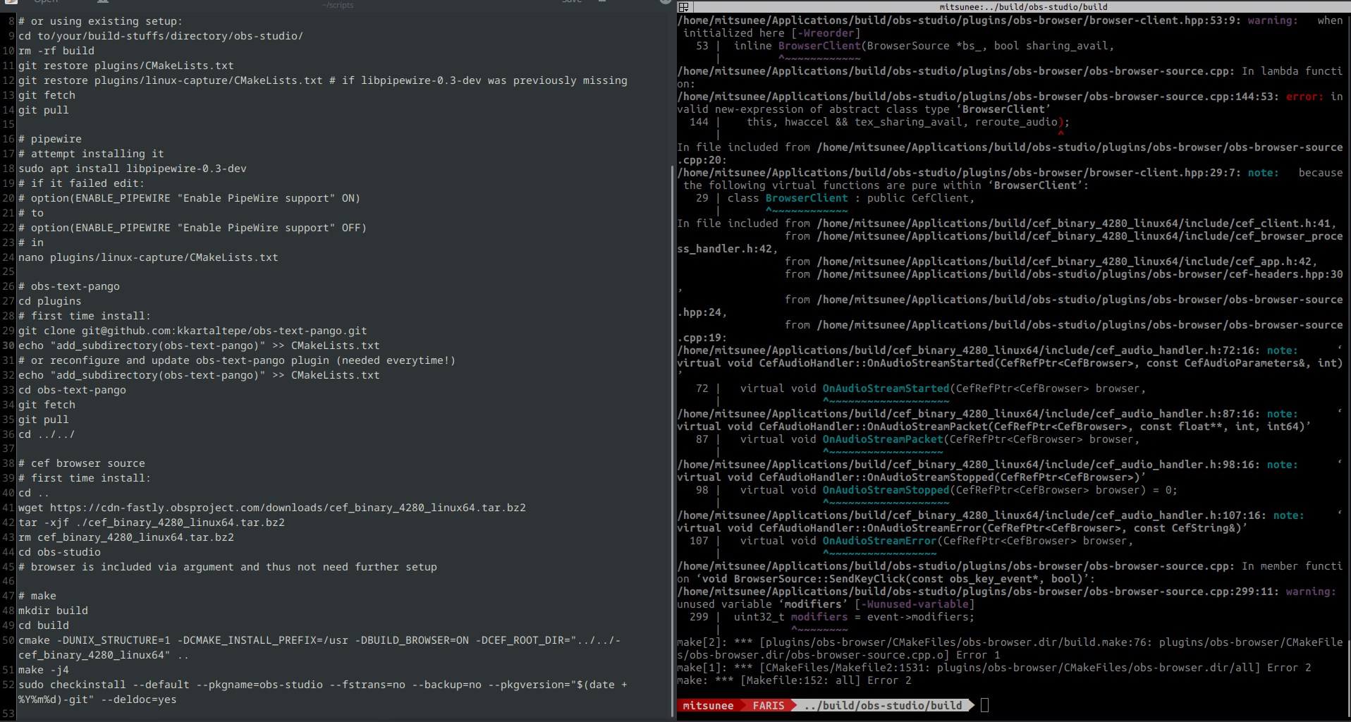 Error while building without libpipewire-0.3-dev on Ubuntu 20.04LTS · Issue #4443 · obsproject ...