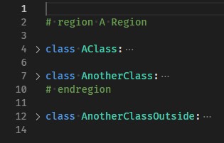 [folding] last item inside #region hides all blank lines up to # ...