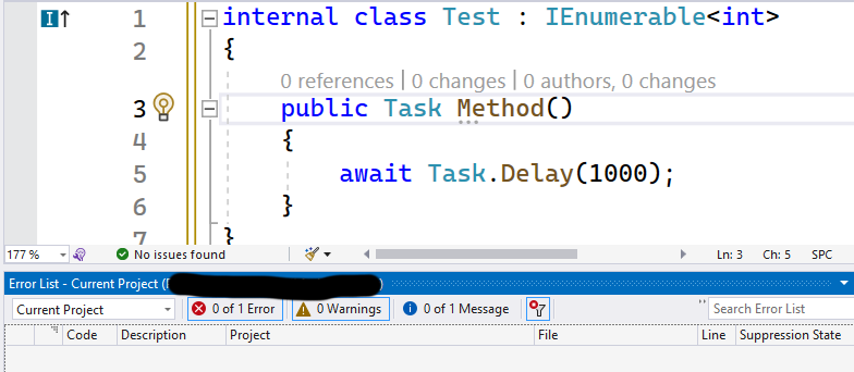 Removing empty lines in a class can remove all errors from that file · Issue #65209 · dotnet ...