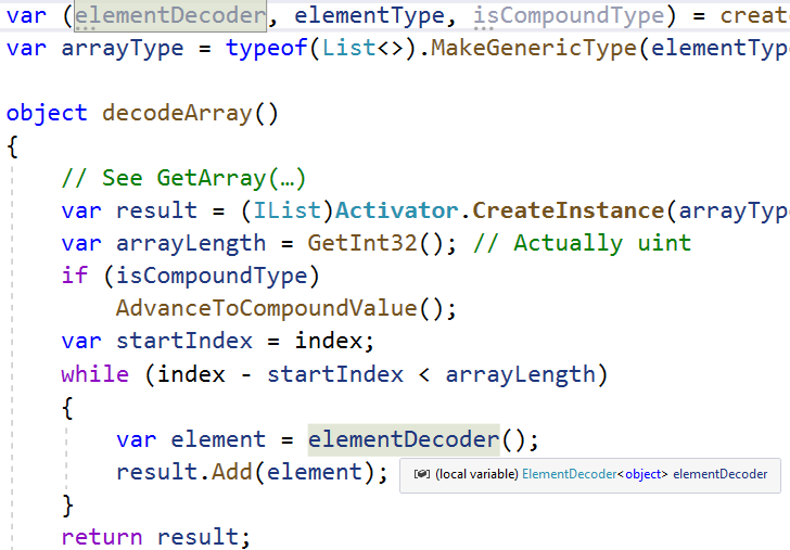 A variable from tuple deconstruction offers "Use discard" refactoring even when captured in a ...