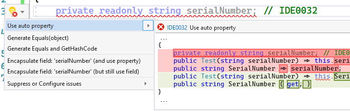 IDE0032 "Use auto property" leaves behind IDE0003 "Name can be ...
