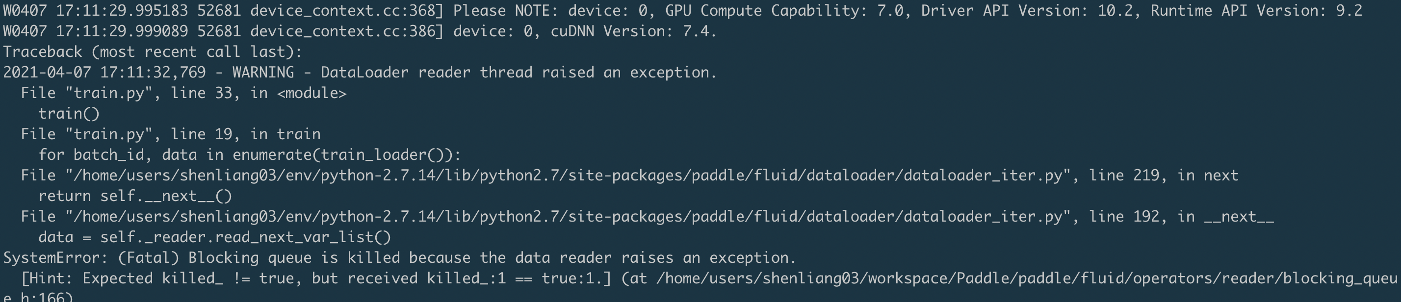 Dataloader 使用出SystemError。 · Issue #32124 · PaddlePaddle/Paddle · GitHub