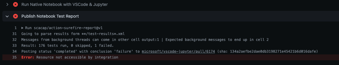 Flaky test since upstream VS Code changes (Messages from background ...
