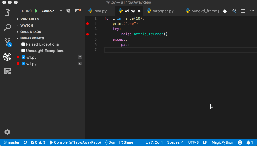 Breakpoints Not Hitting When Used In Conjunction With Exceptions