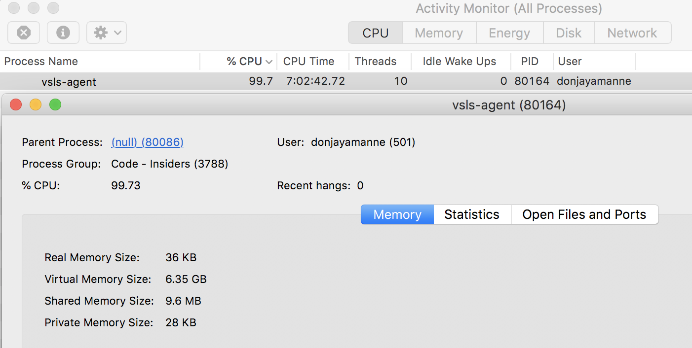 VS Live Share process using 99% of CPU on MacOS · Issue #431 · microsoft/live-share · GitHub