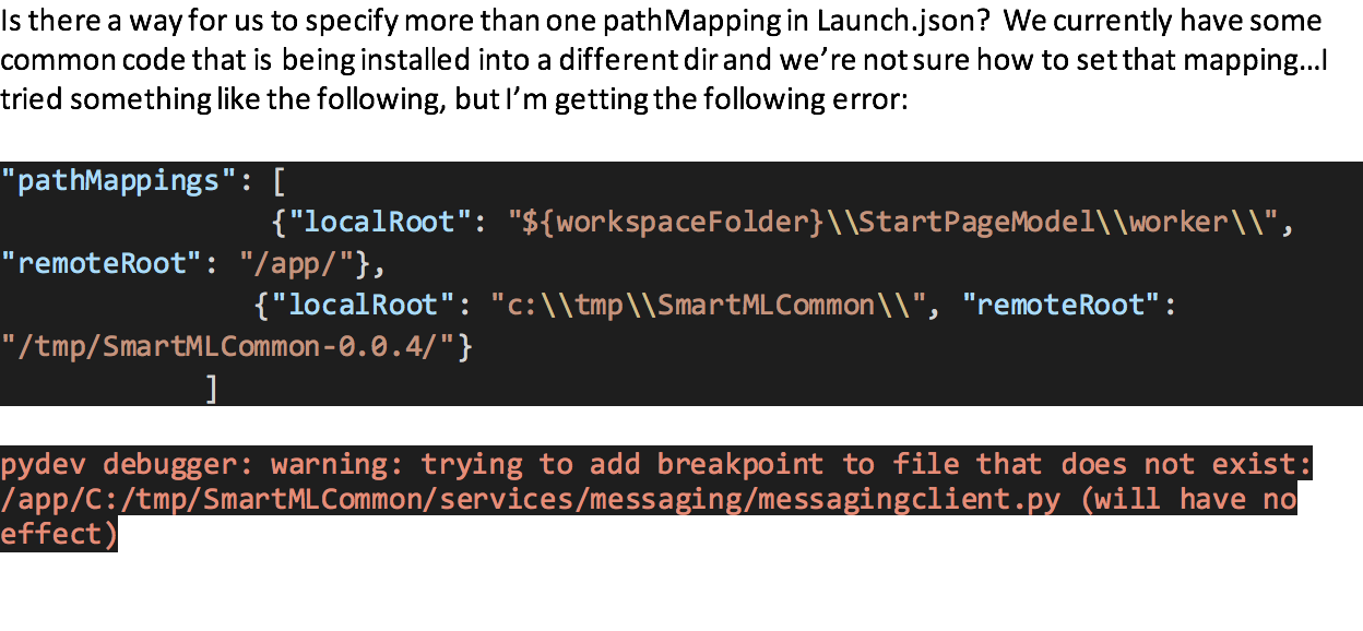 Verify Remote Debugging With Multiple Path Mappings · Issue 2626 · Microsoftvscode Python · Github