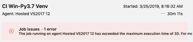 Azdo CI is failing with timeout of 60m · Issue #4905 · microsoft/vscode-python · GitHub