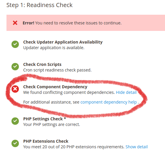 Magento v2.1.2: Check Component Dependency We found conflicting component dependencies. · Issue ...