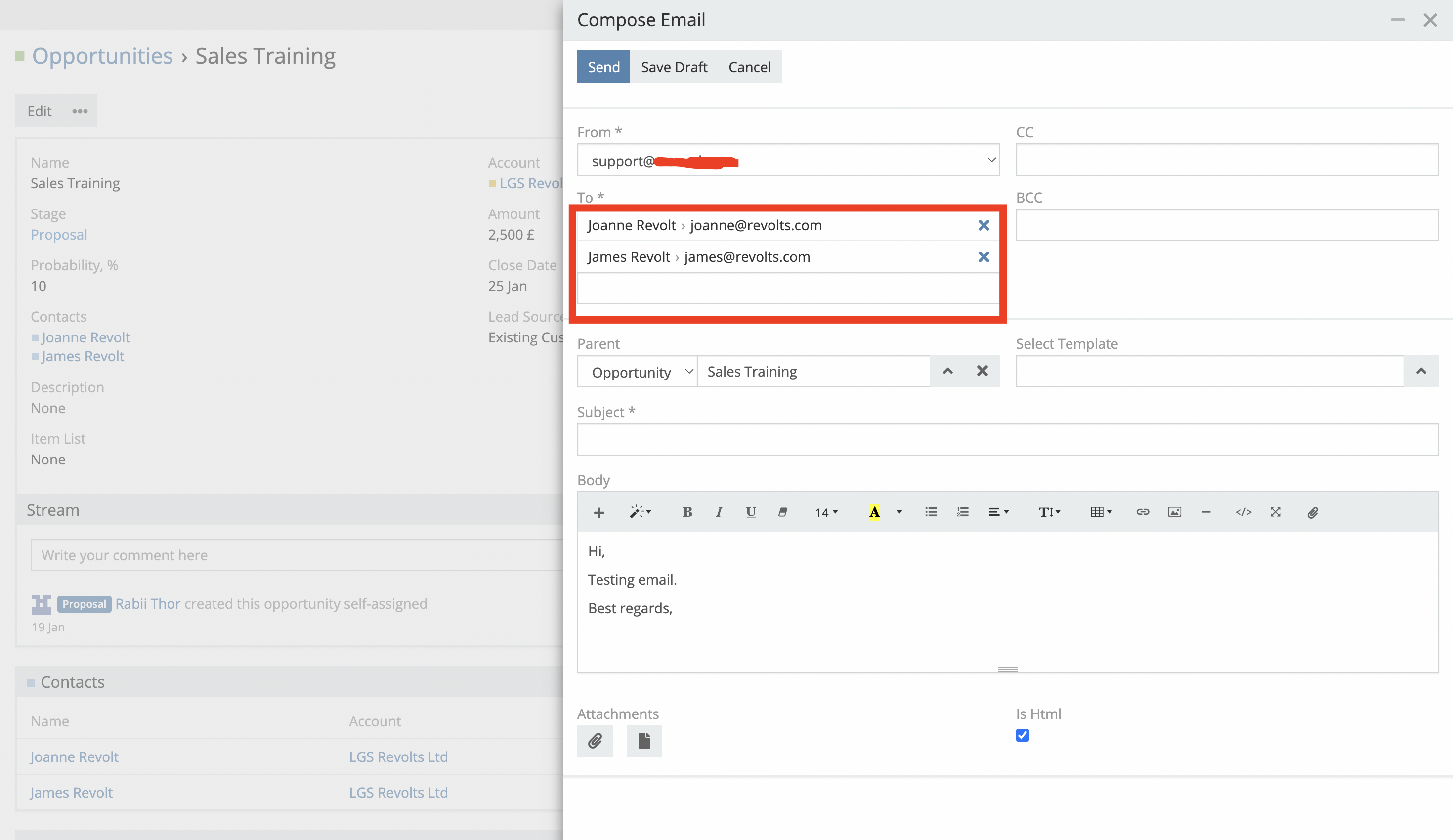 When sending email from case - email is sent to secondary contact and CC primary contact · Issue ...