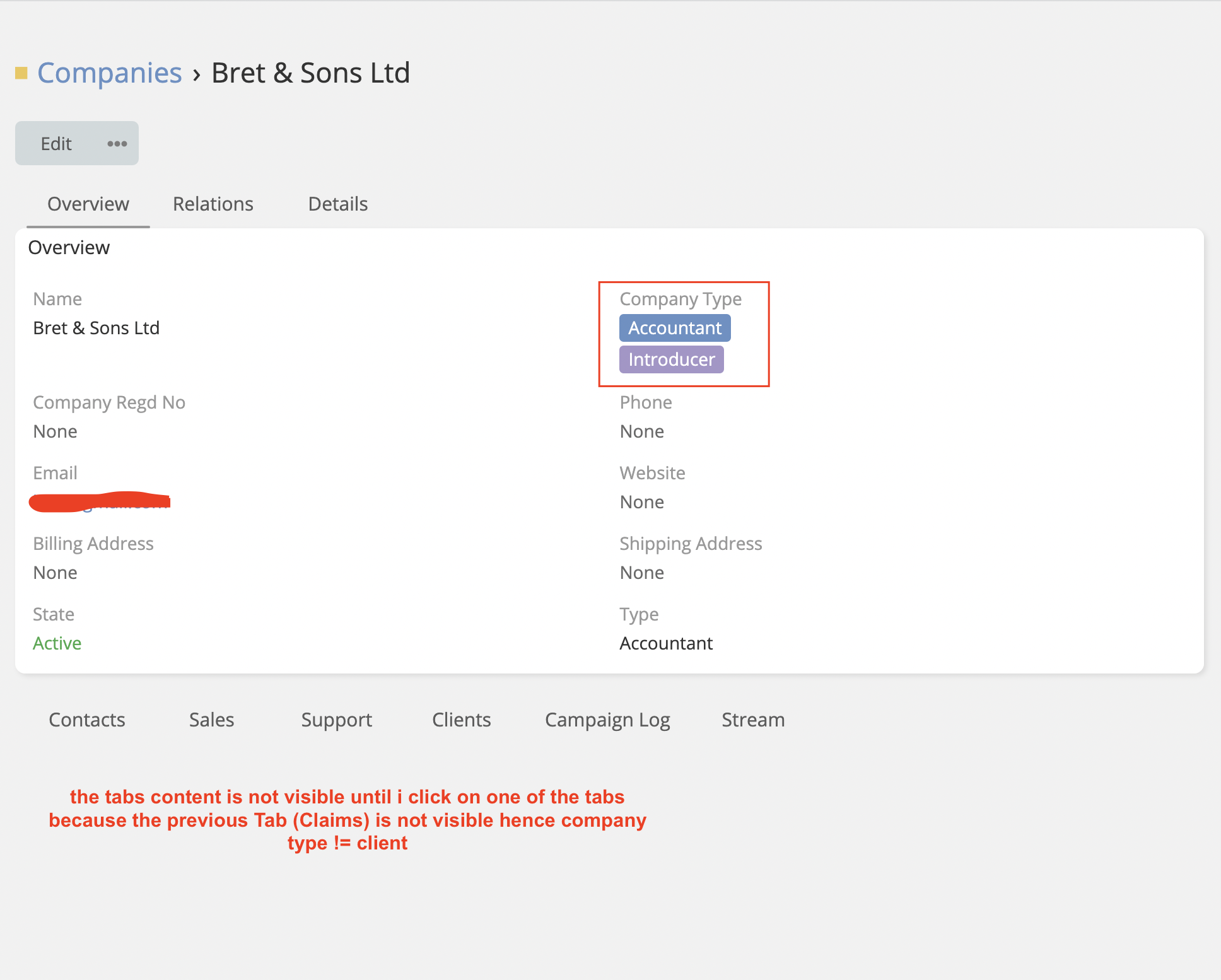 Bottom tabs' content is not visible if First tab is visible/invisible based on certain condition ...