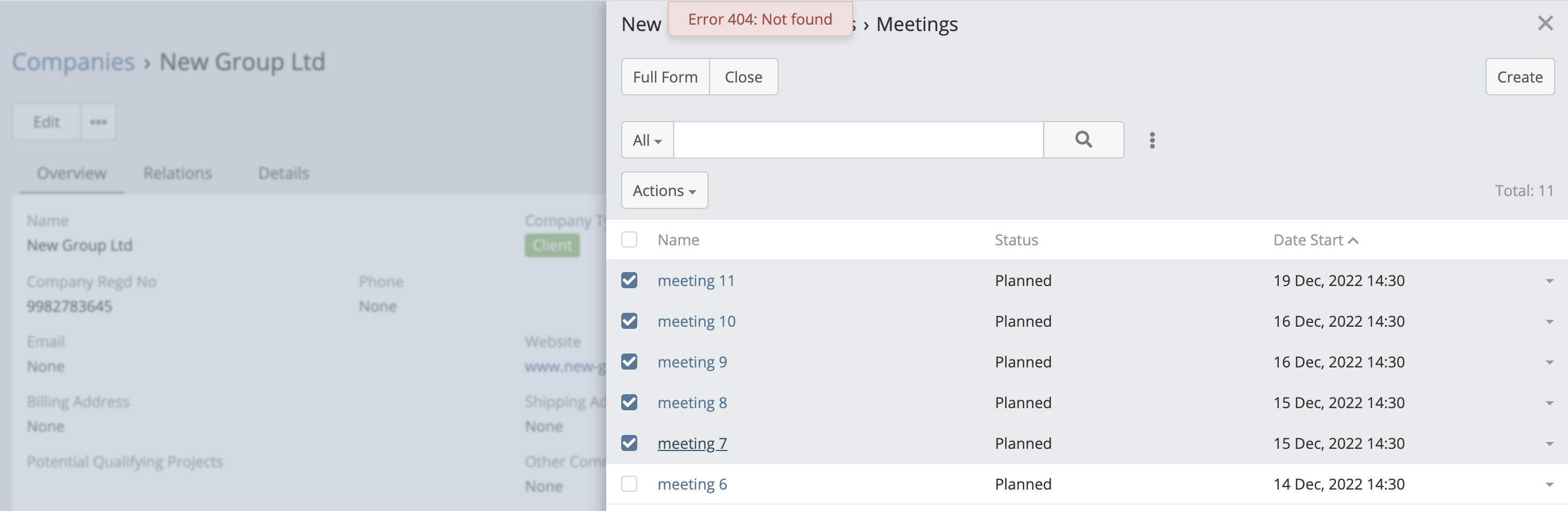 Action Set Held Or Set Not Held on a List of Meetings / Calls records produces an error · Issue ...