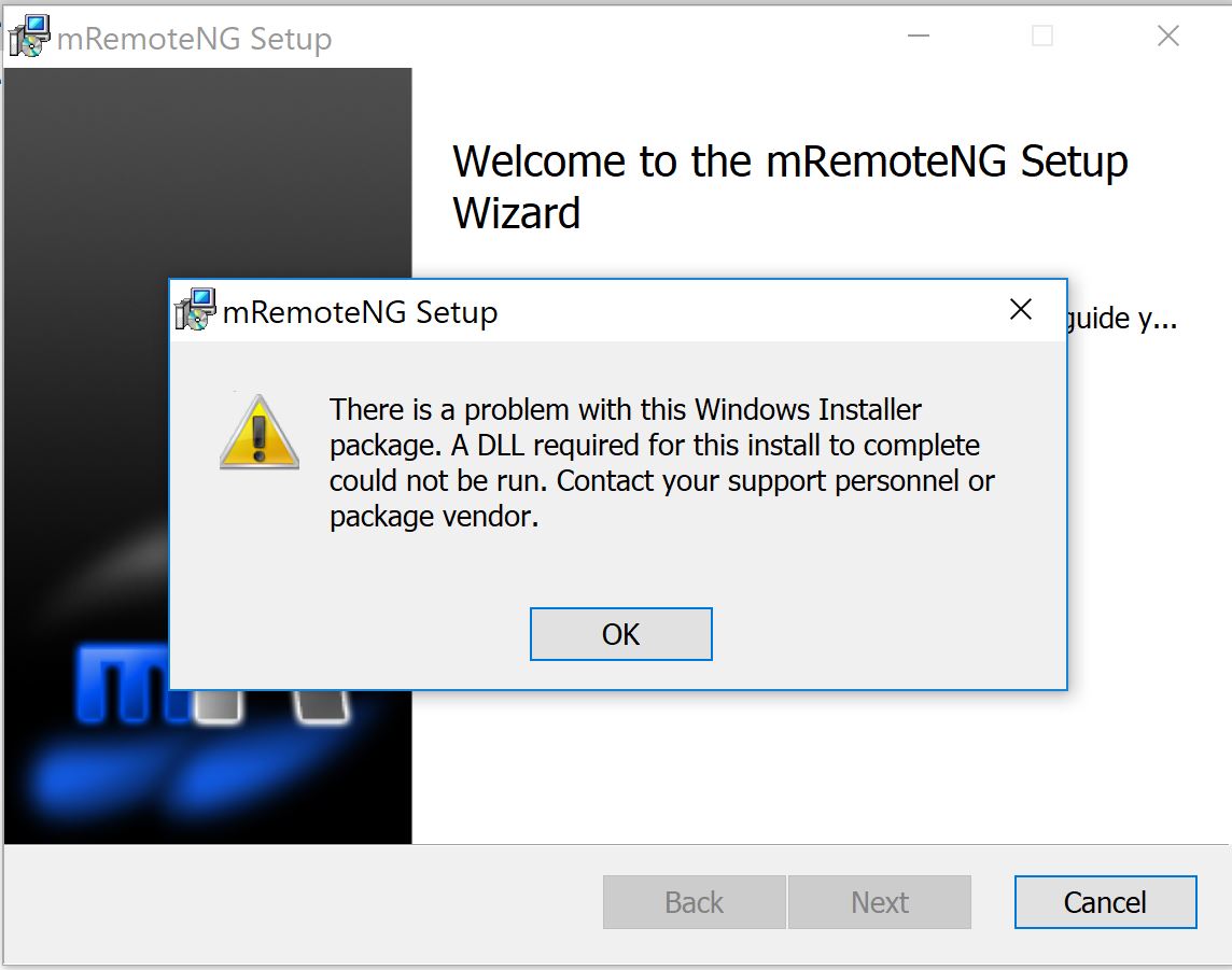 Installation issue on Window 10 · Issue #1251 · mRemoteNG/mRemoteNG · GitHub