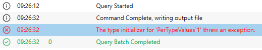 Exporting data to Excel results in The hype initializer for 'PerTypeValues'1' threw an exception ...