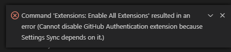 Cannot "Enable All Extensions" due to Settings Sync · Issue #107290 ...