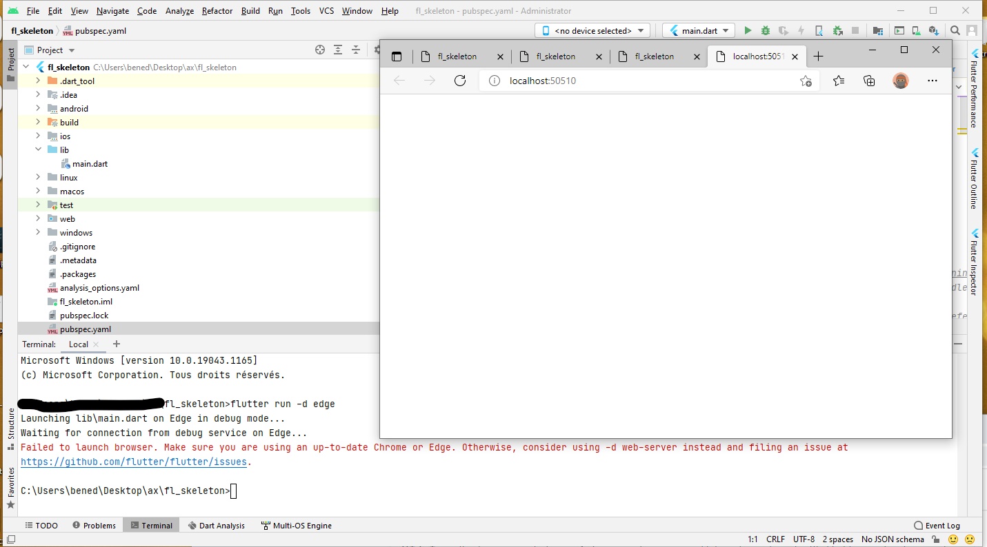 [tools] `flutter run -d edge` fails to launch Edge only from terminal inside Android Studio ...