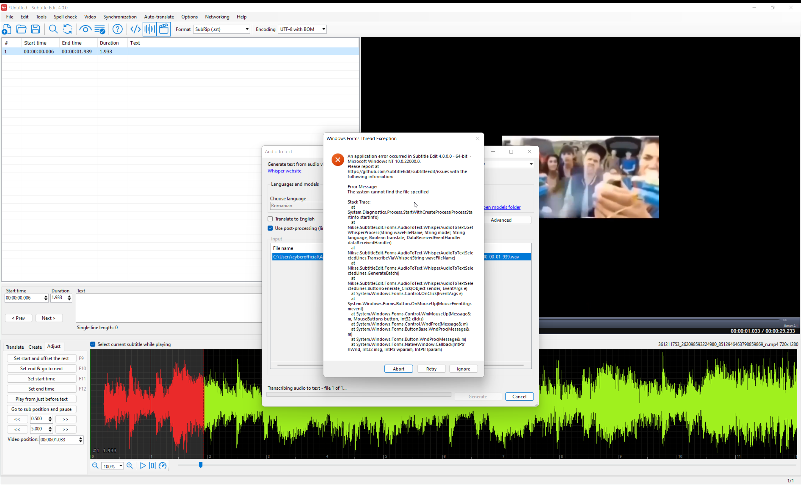 Whisper CPP no longer works · Issue #7360 · SubtitleEdit/subtitleedit · GitHub