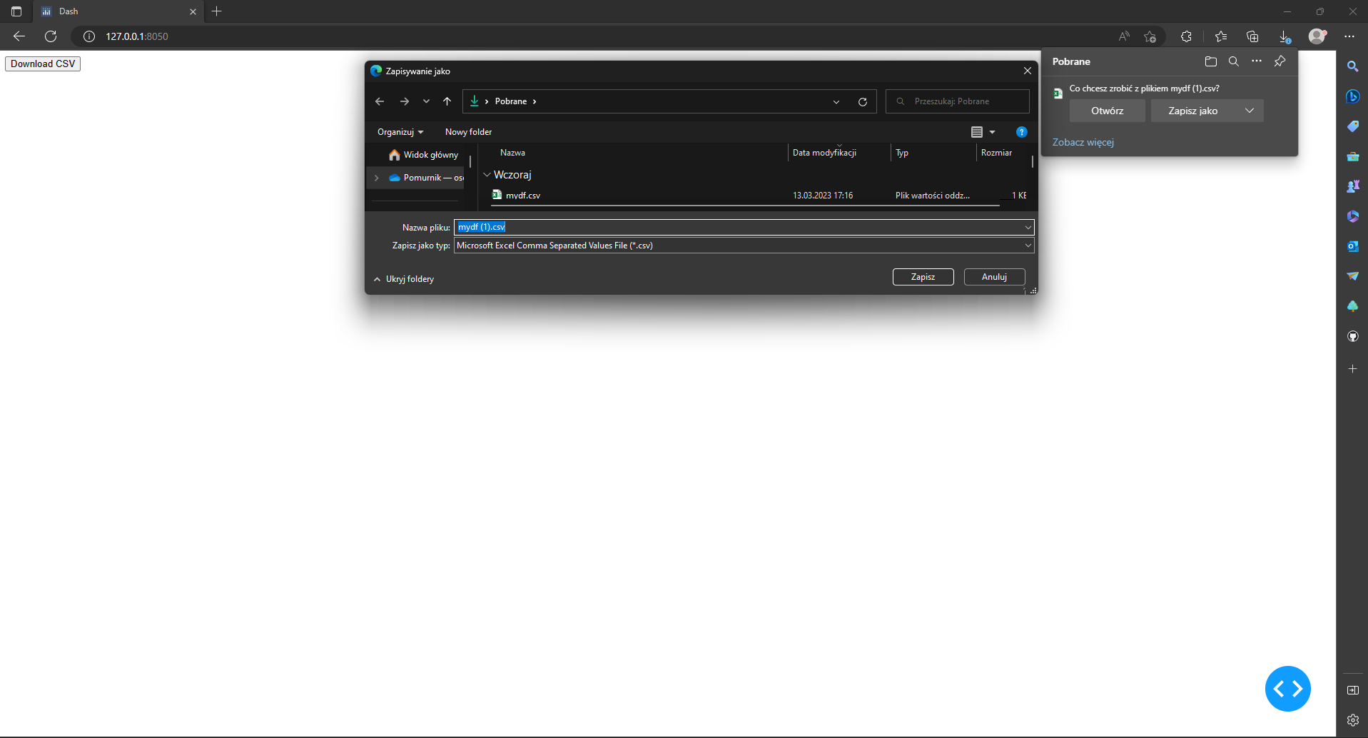 [BUG] No dialog box for dcc.Download component in Edge browser · Issue #2454 · plotly/dash · GitHub