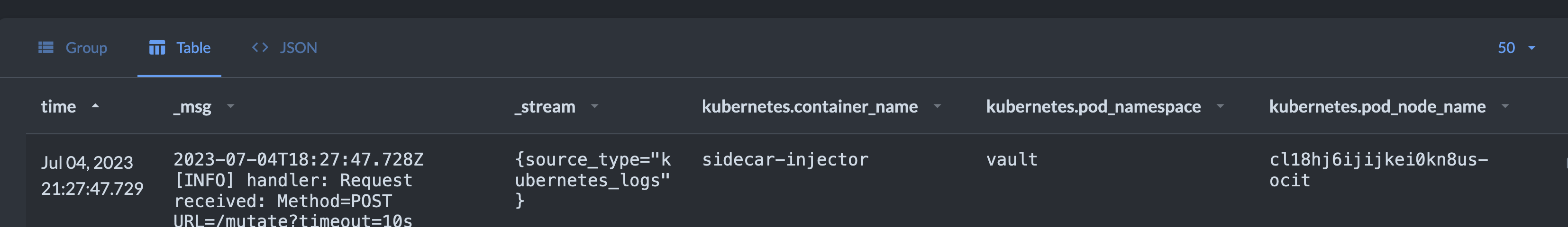 VMUI with victorialogs: default columns for search are missing (search ...